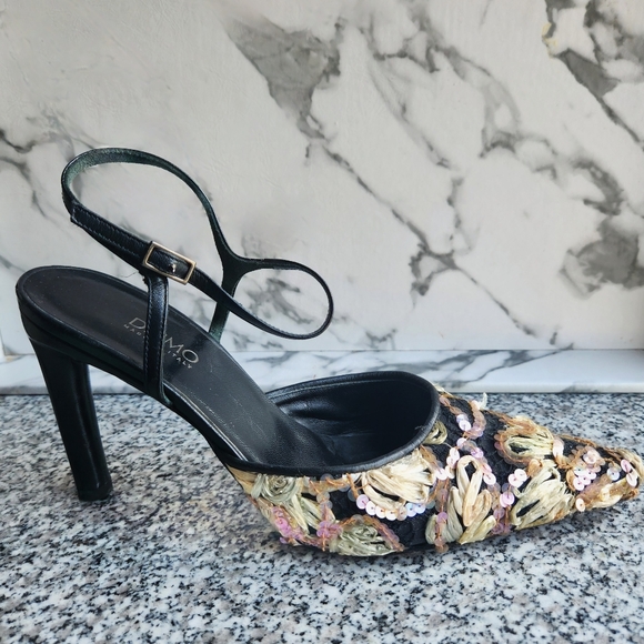 Desmo | Shoes | Vintage Desmo Made In Italy Black Multi Slingback Heels ...